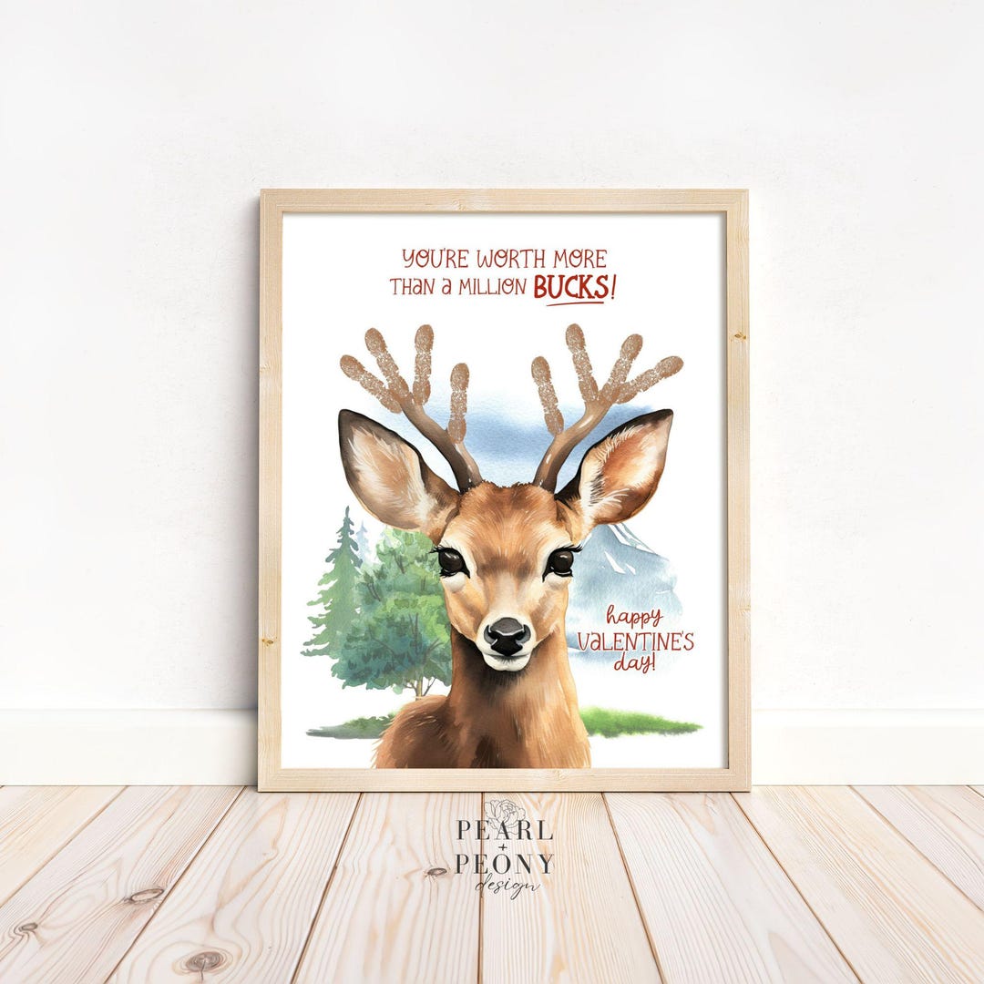 PRINTABLE Deer Hunting Valentines Day Handprint Craft, DIY Keepsake Art ...