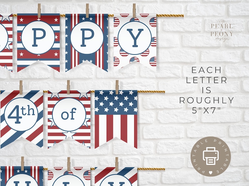PRINTABLE 4th of July Banner, Independence Day Decor, Stars and Stripes ...
