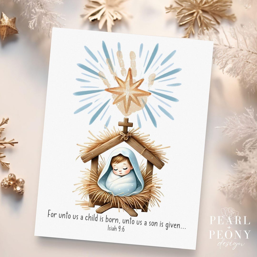 PRINTABLE Christian Christmas Handprint Art Craft, Holiday Bible Verse ...