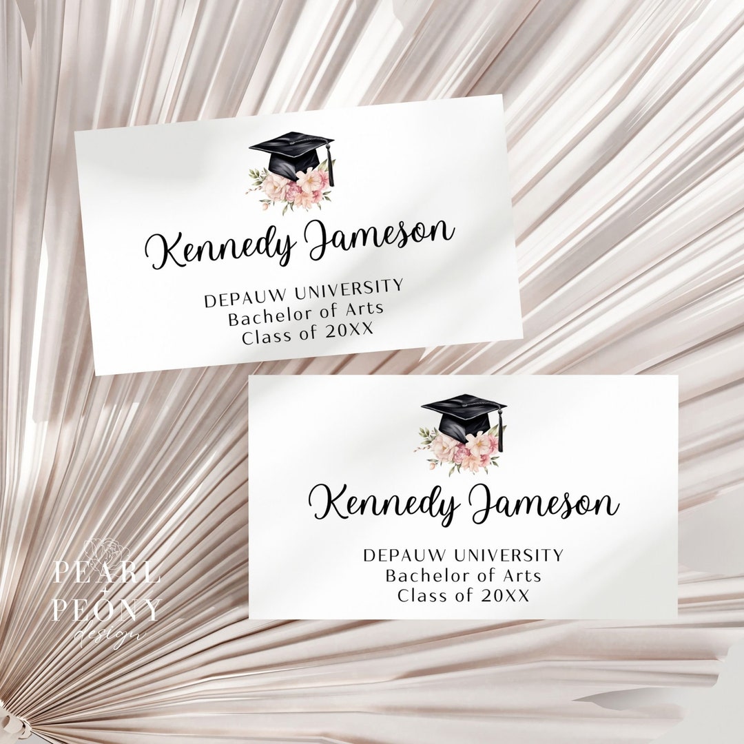 EDITABLE Graduation Name Card Insert Template, Grad Announcement Insert ...