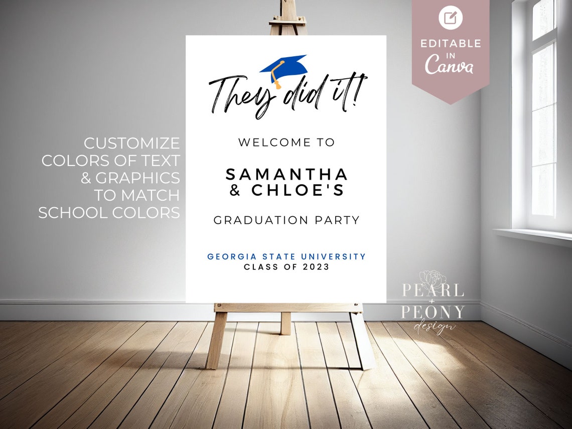 Dual Graduation Party Welcome Sign Template Graduation Party - Etsy