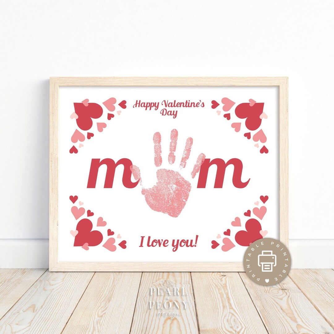 PRINTABLE Valentines Day Handprint Art Craft for Kids, Keepsake Art ...