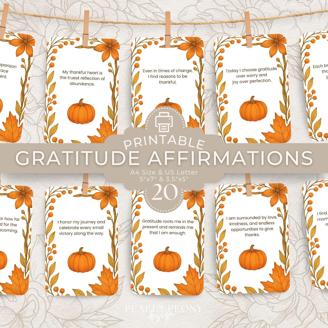 PRINTABLE Thanksgiving Gratitude Affirmation Cards, Fall Mindfulness ...