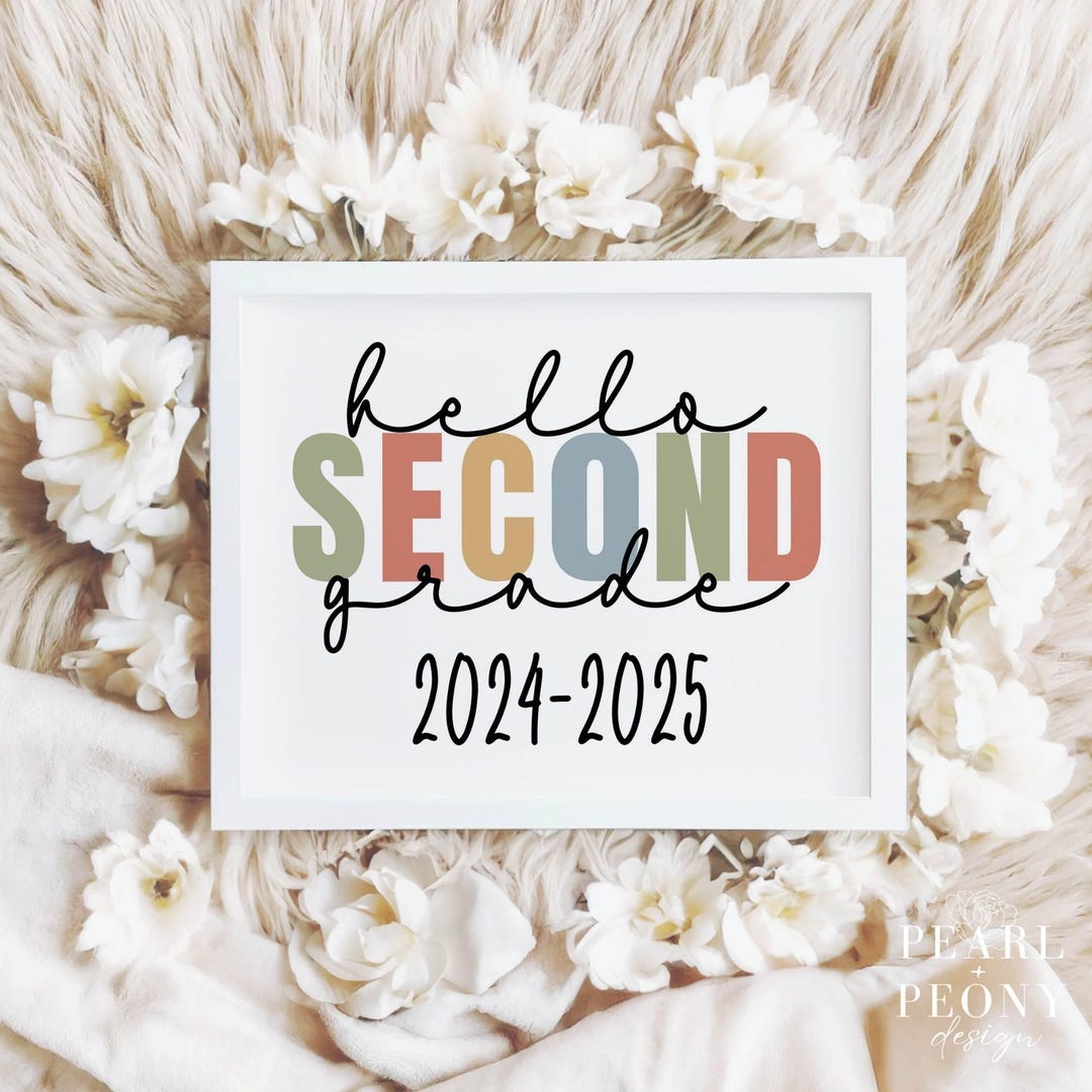 PRINTABLE 2024 Boho First Day of Second 2nd Grade Sign, Aesthetic Back ...
