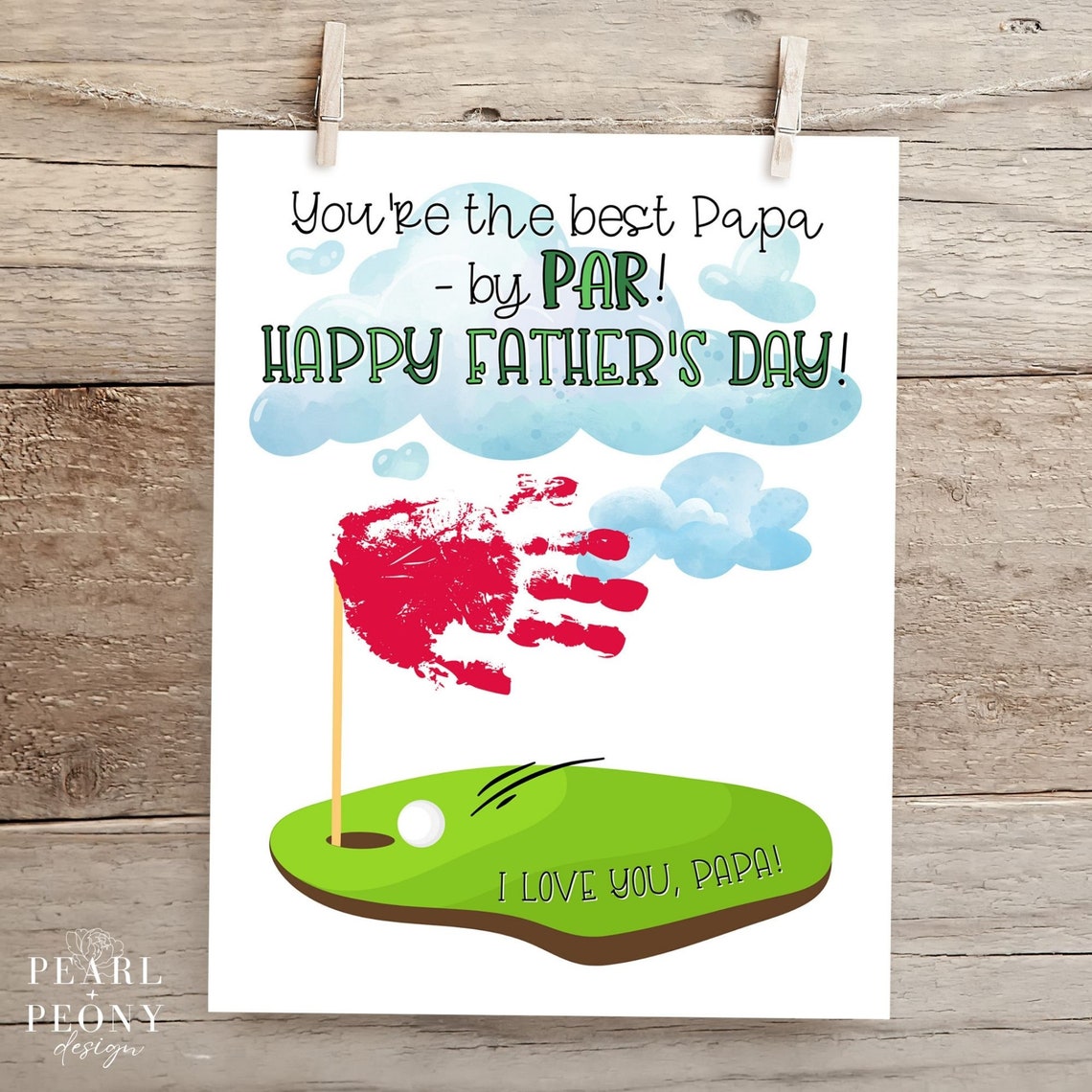 PRINTABLE Happy Fathers Day Golf Handprint Art Craft, Gift From Kids ...
