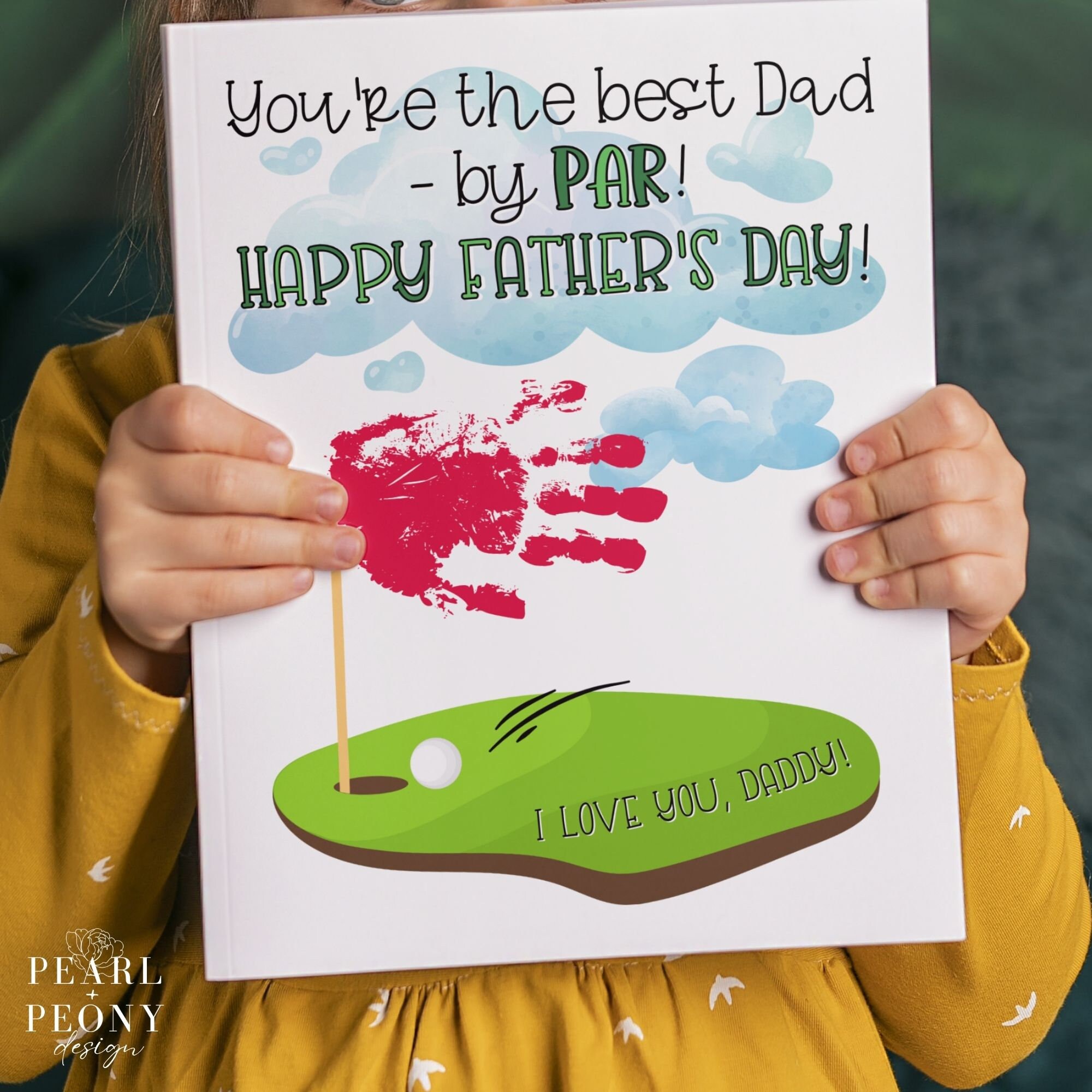 PRINTABLE Happy Fathers Day Golf Handprint Art Craft, Gift From Kids ...
