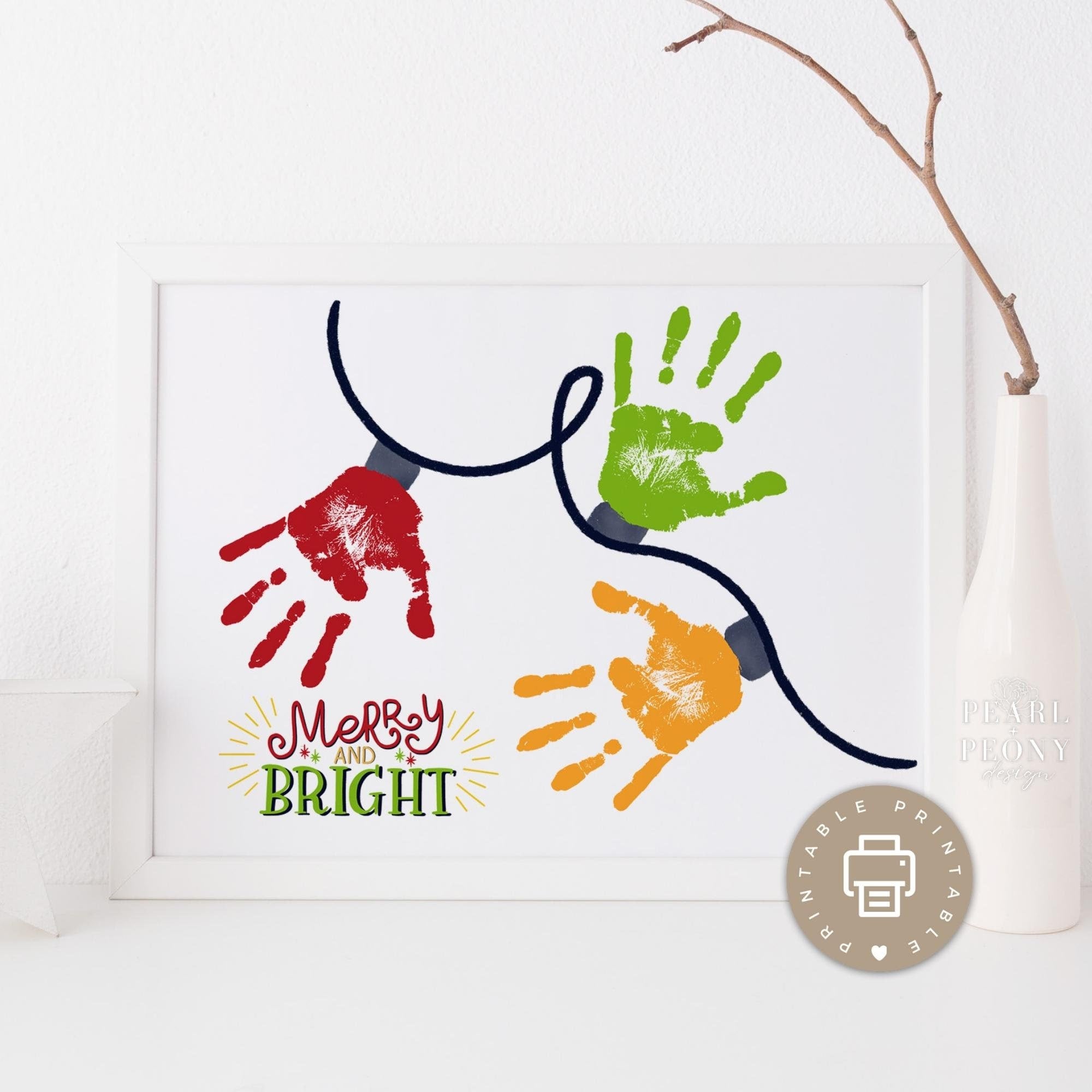 PRINTABLE Christmas Lights Handprint Art Craft for Toddlers, Kids ...