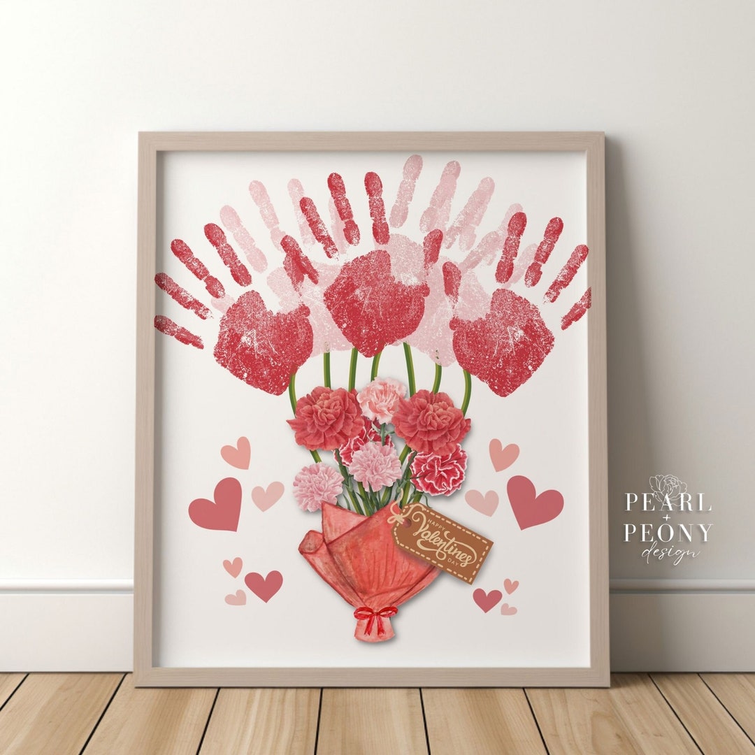 PRINTABLE Valentines Day Handprint Art Craft for Kids, Keepsake Art ...