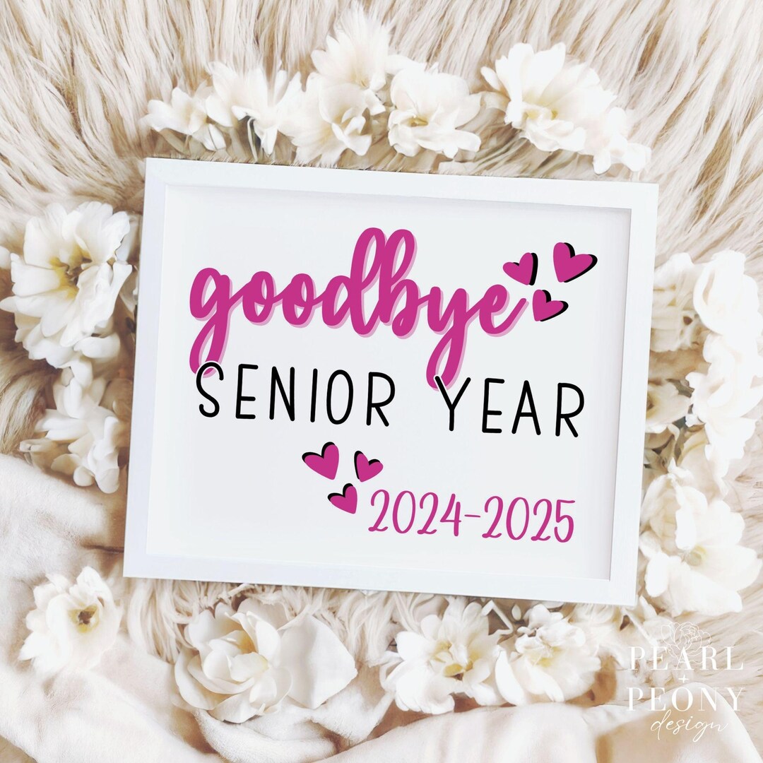PRINTABLE Pink Preppy Last Day of Senior Year Sign, Goodbye 12th Grade ...