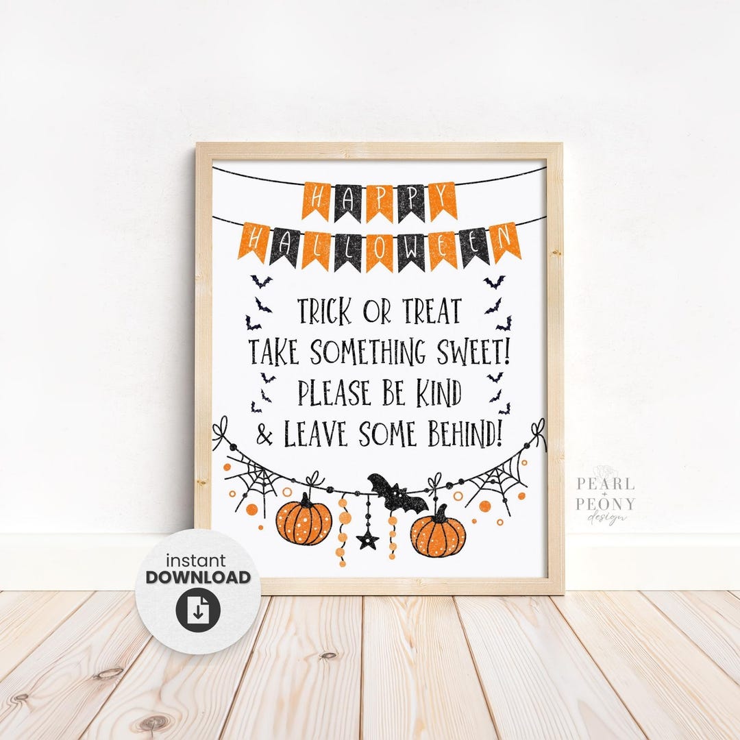 PRINTABLE Cute Halloween Candy Bowl Sign, Please Take One Trick or ...