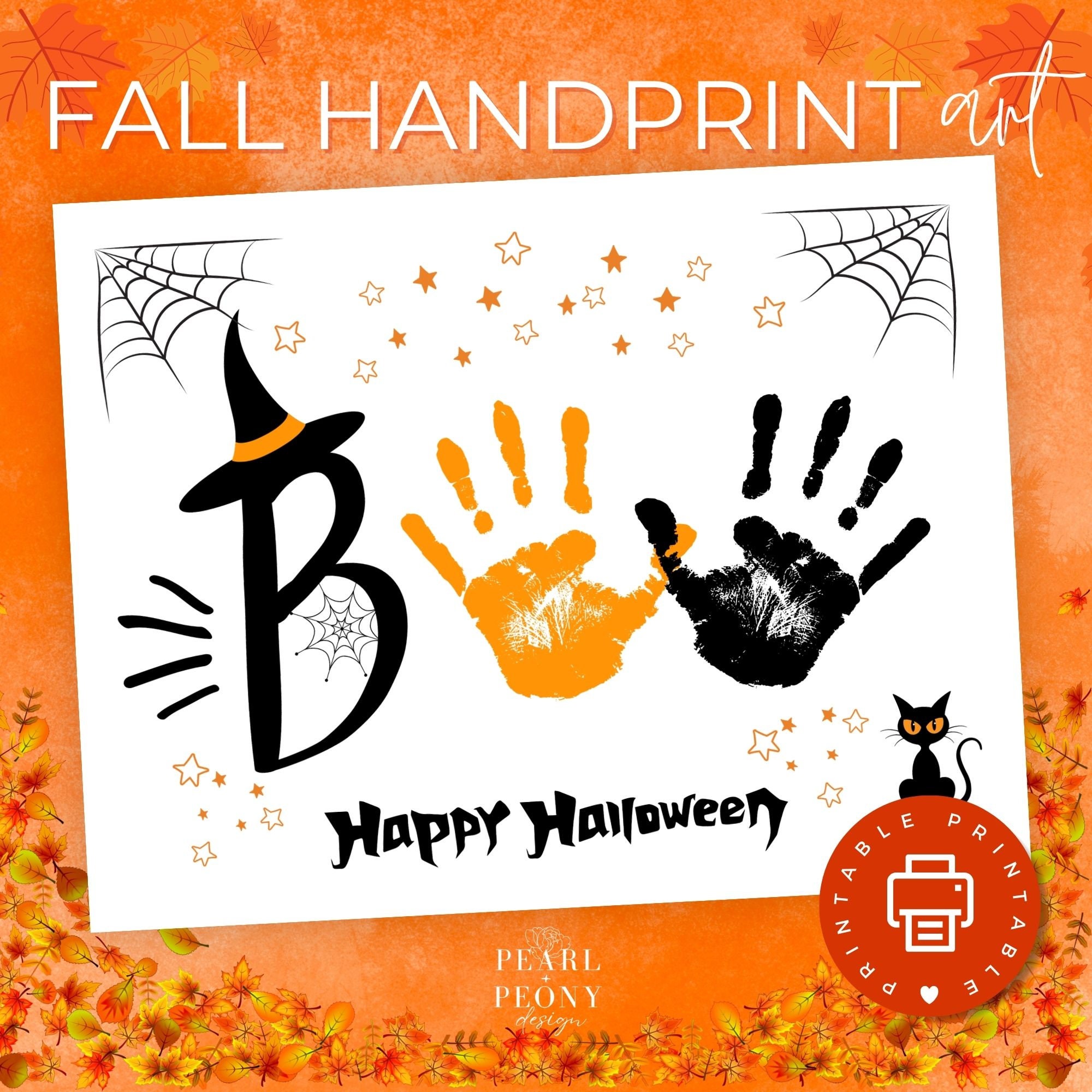 PRINTABLE Halloween Handprint Art, Boo Handprint Fall Art Craft ...