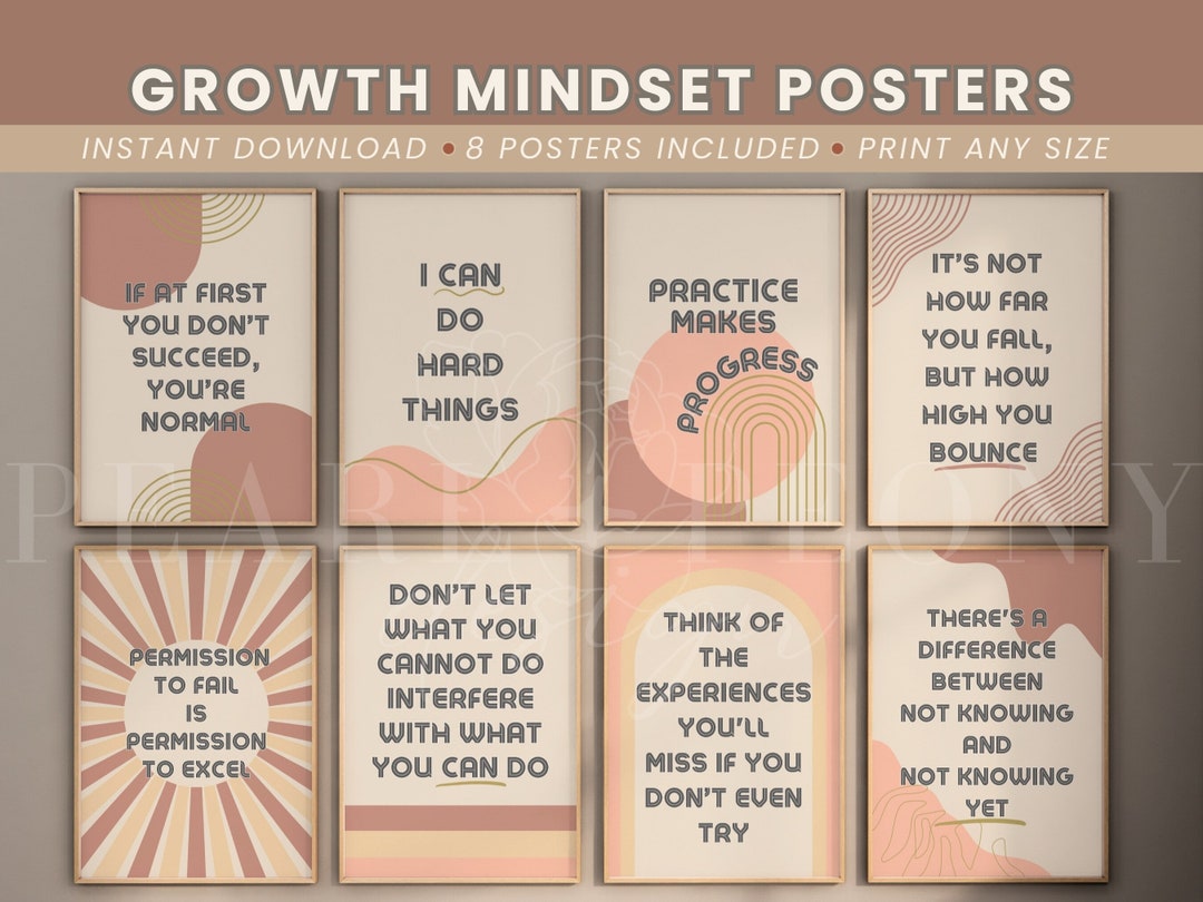 PRINTABLE Growth Mindset Poster Bundle, Boho Classroom Decor, Calm Down ...