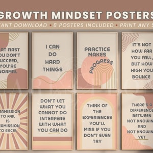 PRINTABLE Growth Mindset Poster Bundle, Boho Classroom Decor, Calm Down ...