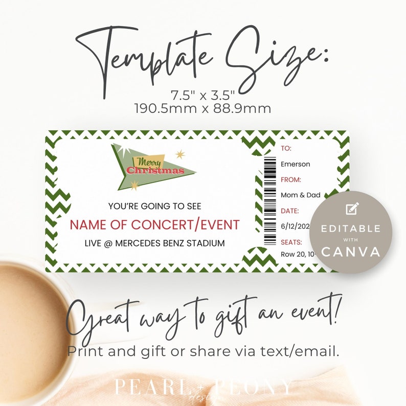 EDITABLE Concert Ticket Template, Personalized Event, Printable ...