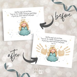 PRINTABLE Christian Christmas Handprint Art Craft, Angel Bible Verse ...