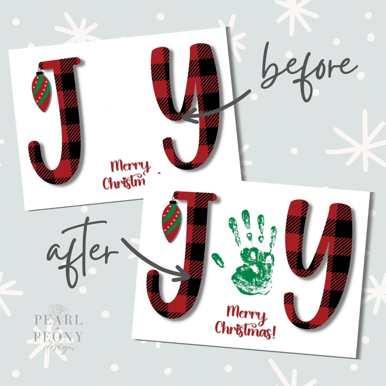 PRINTABLE Joy Handprint Christmas Art, Kids Keepsake Art, Preschool ...