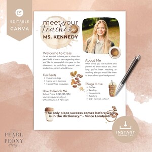 EDITABLE Meet the Teacher Template, Back to School Flyer, Boho Coffee ...