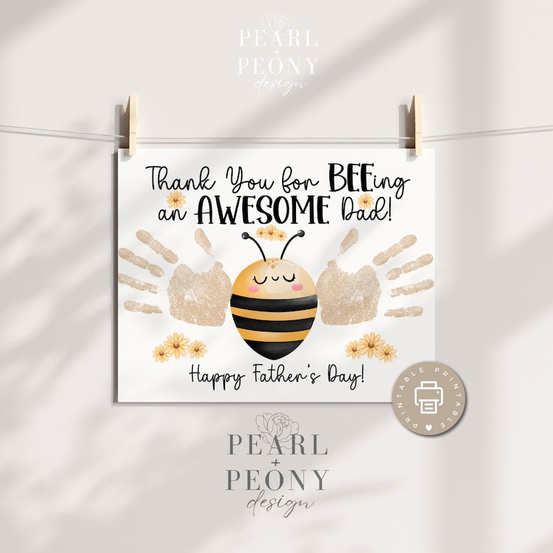 PRINTABLE Fathers Day Handprint Art Craft for Kids, Infant Keepsake Art ...