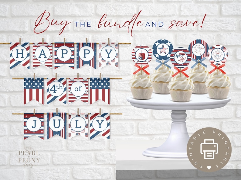 PRINTABLE 4th of July Banner, Independence Day Decor, Stars and Stripes ...