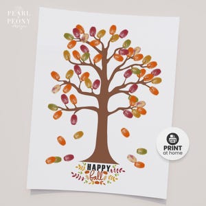 PRINTABLE Fall Leaves Handprint Art, Happy Fall Thumbprint Craft ...