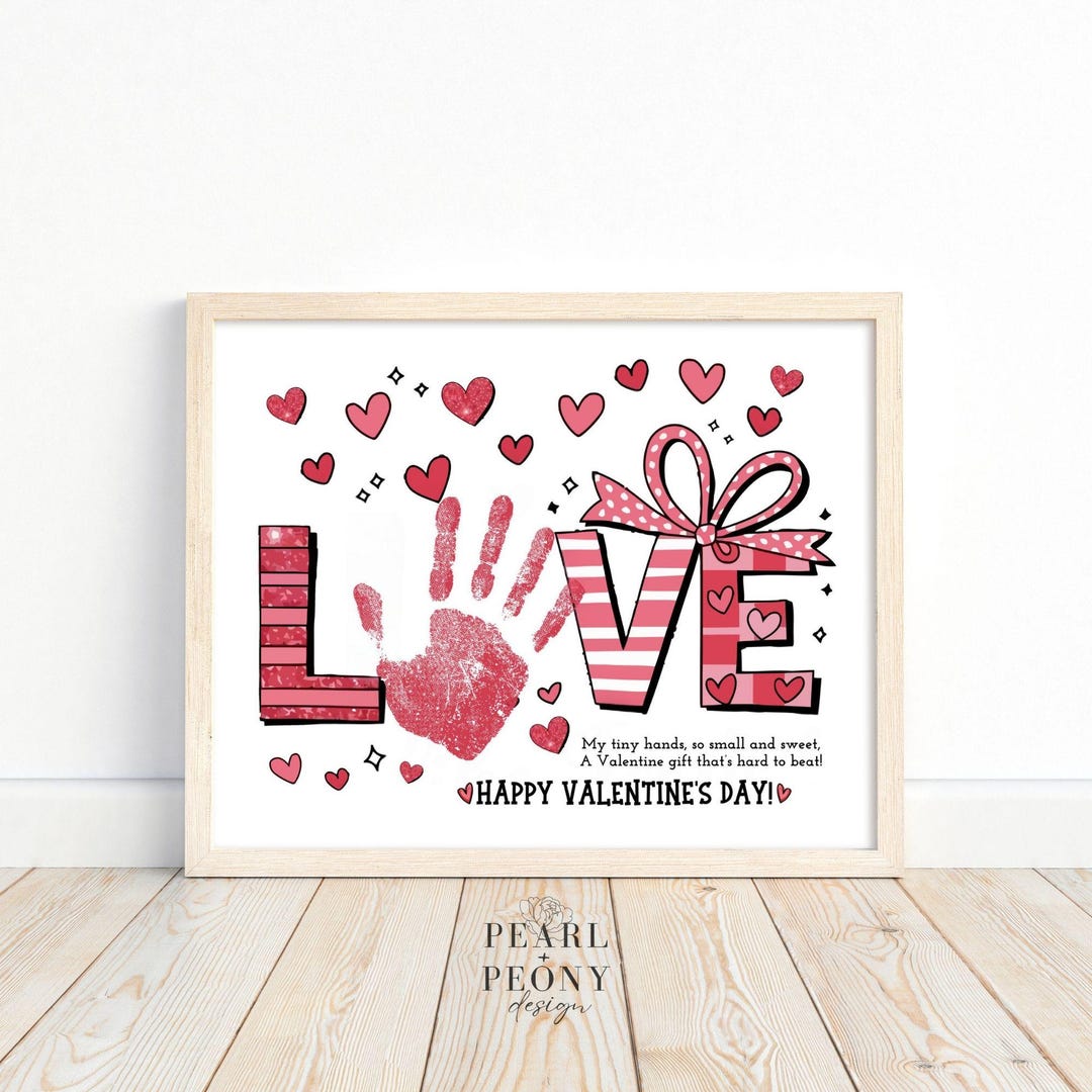 PRINTABLE Valentines Day Handprint Art Craft Project, Keepsake Art ...