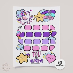 PRINTABLE Cute Kawaii Unicorn Reward Chart, Kids Chore Chart, Routine ...