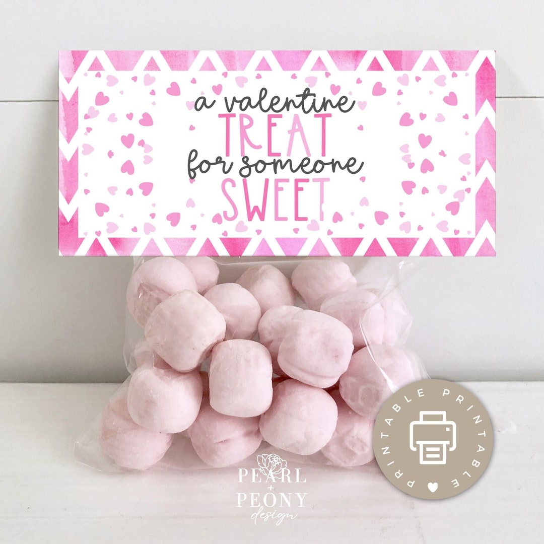 PRINTABLE Valentines Day Cookie Bag Toppers, Pink Treat Bag Toppers ...