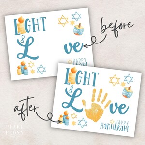 PRINTABLE Hanukkah Handprint Art Craft, DIY Light & Love Holiday Card ...