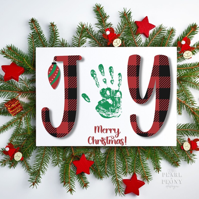 PRINTABLE Joy Handprint Christmas Art, Kids Keepsake Art, Preschool ...