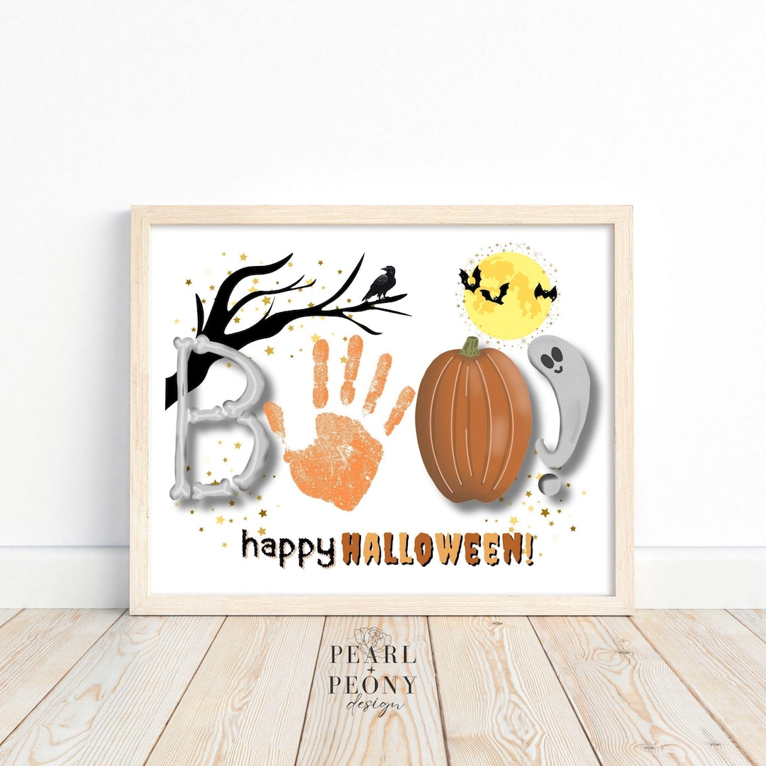 PRINTABLE Halloween Handprint Art, Boo Handprint Fall Art Craft ...