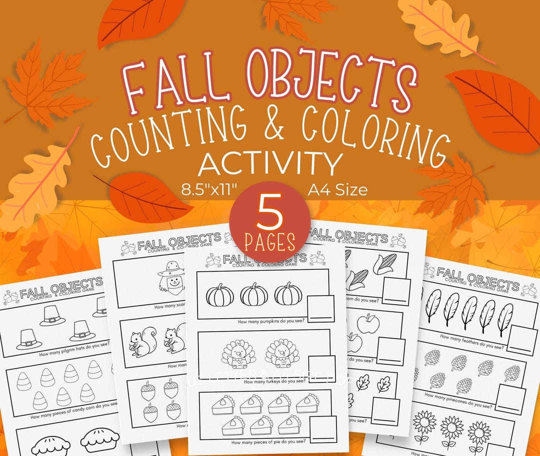 PRINTABLE Fall Counting & Coloring Activity Sheets, Counting Practice ...