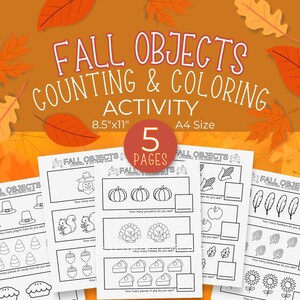 PRINTABLE Fall Counting & Coloring Activity Sheets, Counting Practice ...
