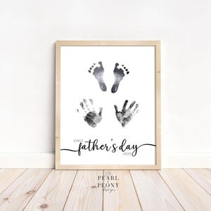 PRINTABLE First Father’s Day Handprint Footprint Art, Personal New Dad ...
