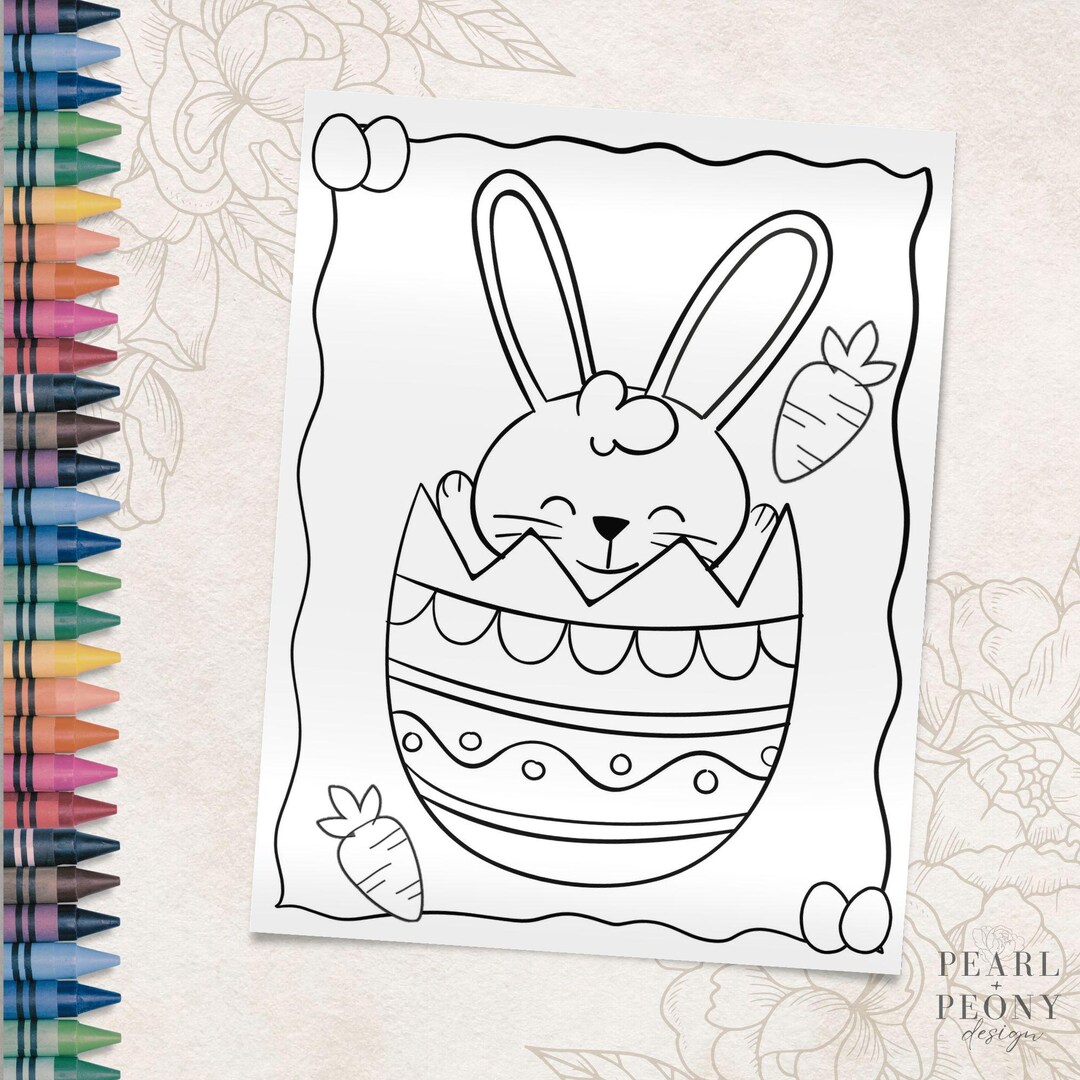 PRINTABLE Easter Egg Coloring Page, Bunny Egg Coloring Sheets, Toddler ...