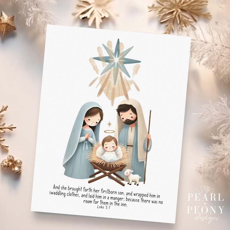 PRINTABLE Christian Christmas Handprint Art Craft, Nativity Bible Verse ...