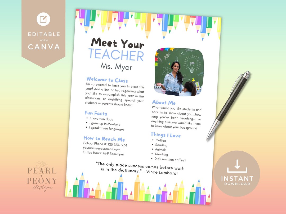 EDITABLE Meet the Teacher Template, Back to School Flyer, Teacher ...