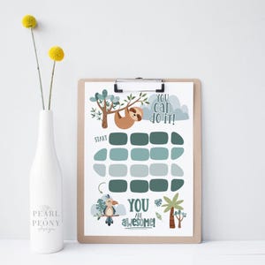 PRINTABLE Cute Sloth Reward Chart, Kids Chore Chart, Routine Sticker ...
