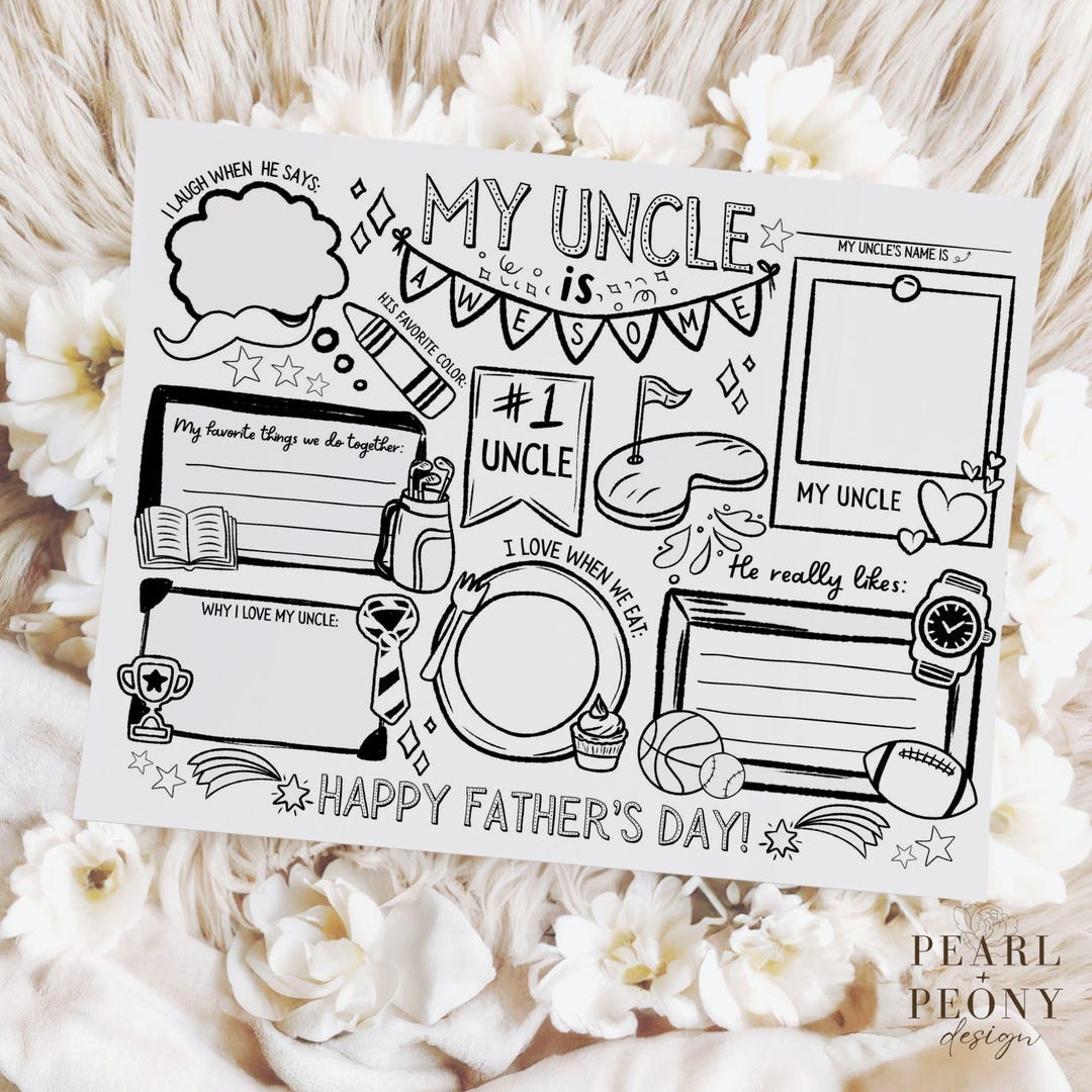 PRINTABLE Fathers Day All About My Uncle Fill in Blanks Questionnaire ...