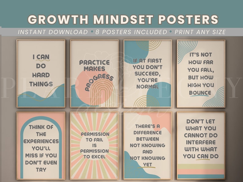 PRINTABLE Growth Mindset Poster Bundle Boho Classroom Decor - Etsy ...