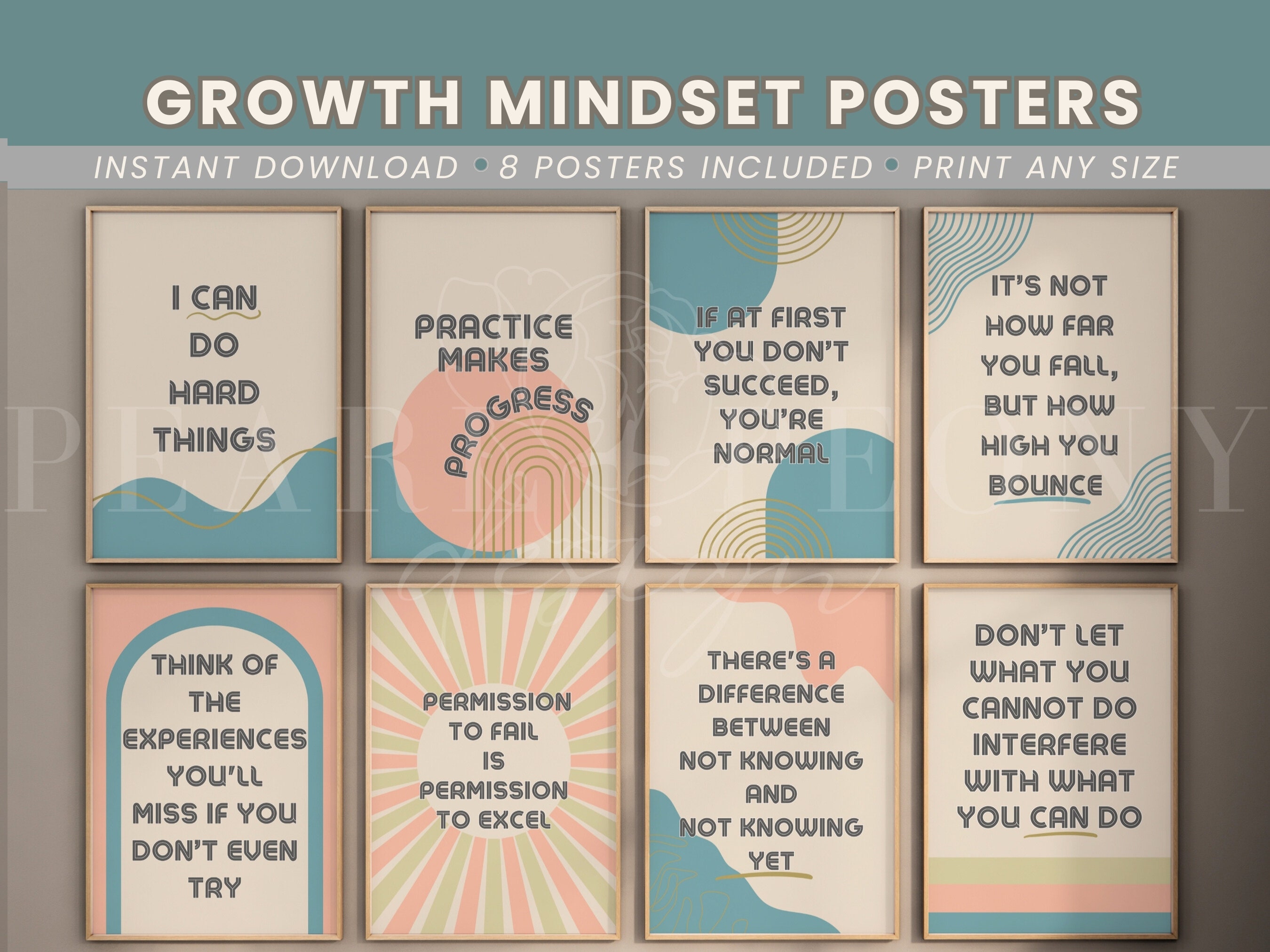 PRINTABLE Growth Mindset Poster Bundle Boho Classroom Decor - Etsy