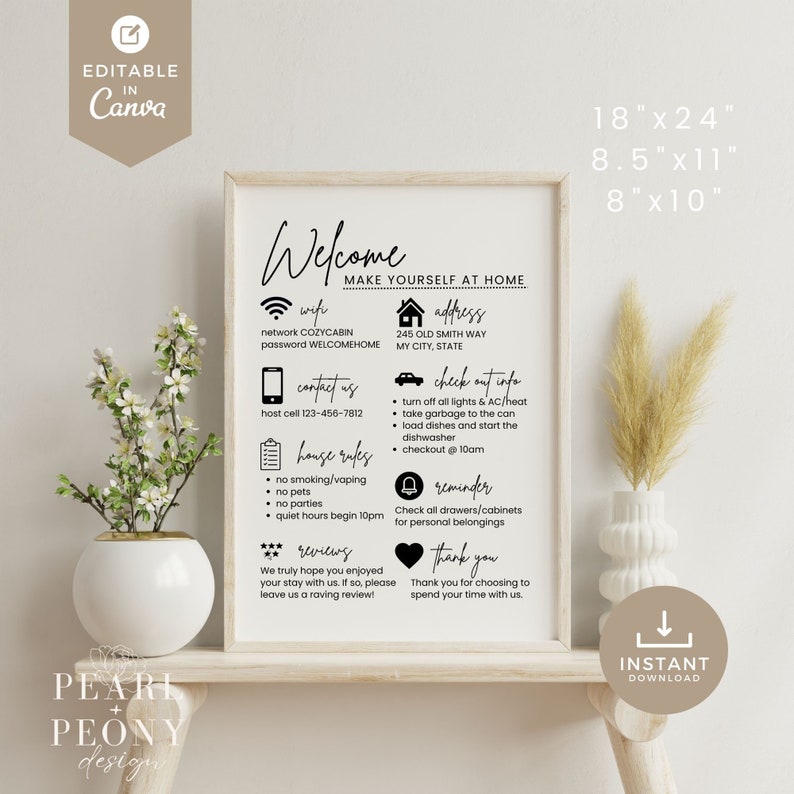 AIRBNB Welcome Sign Template VRBO Welcome Sign Vacation - Etsy