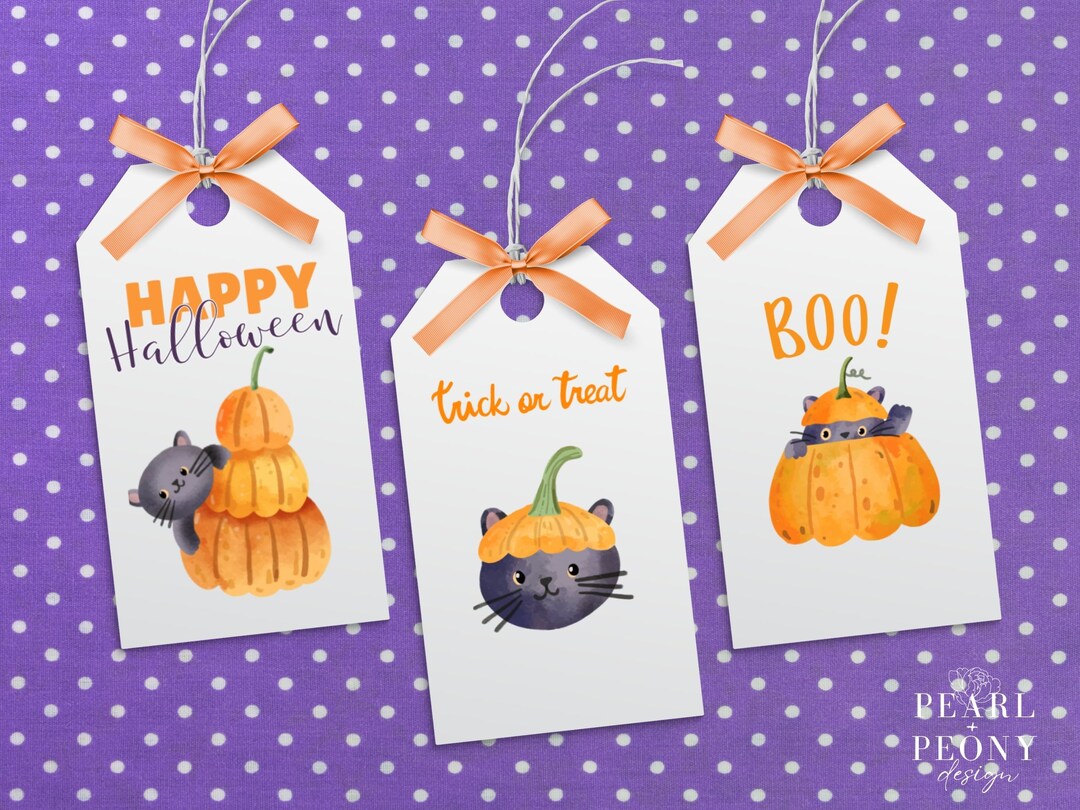 PRINTABLE Halloween Gift Tag, Classroom Trick or Treat Favor Bag Tag ...