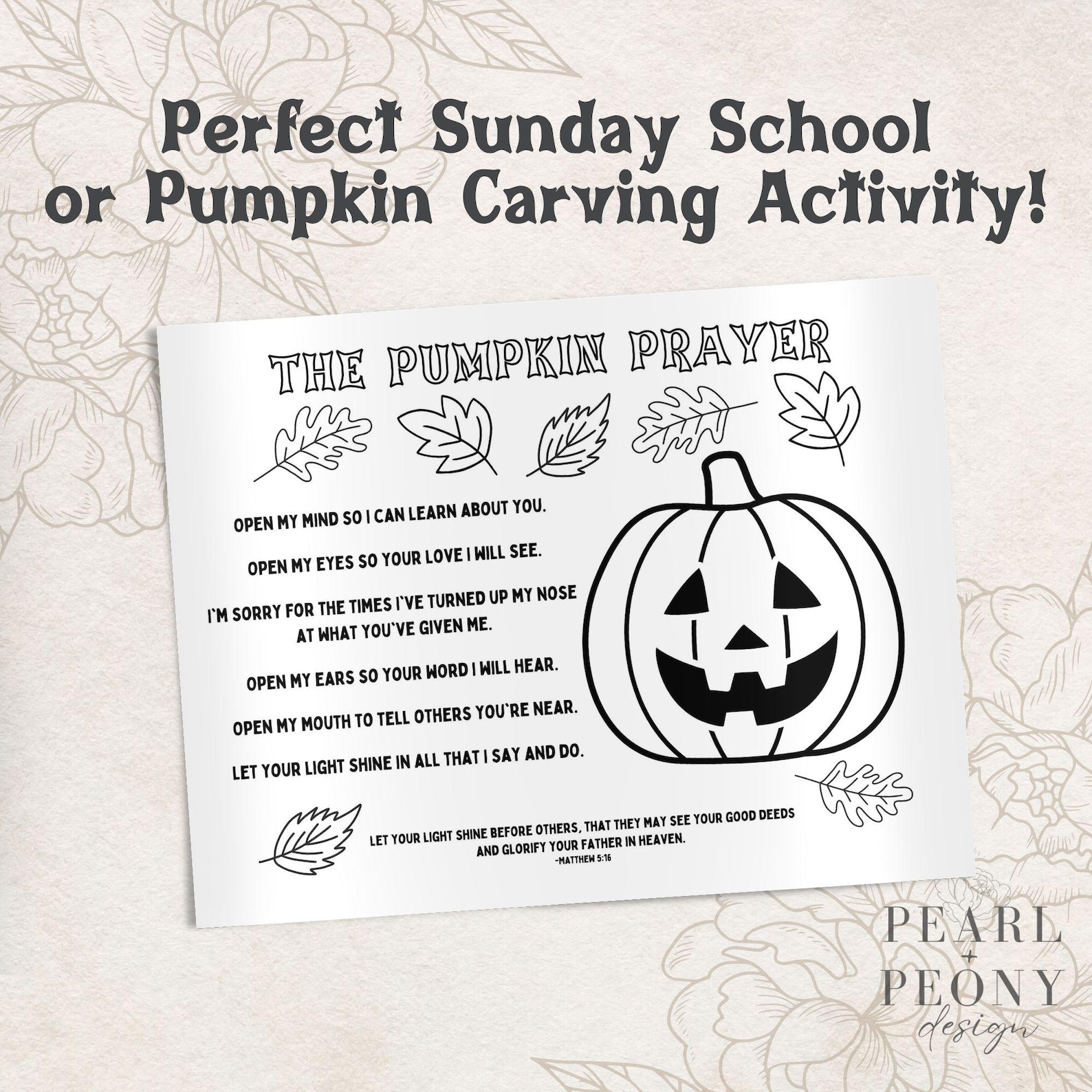 PRINTABLE Christian Halloween Pumpkin Prayer Coloring Page, Pumpkin ...