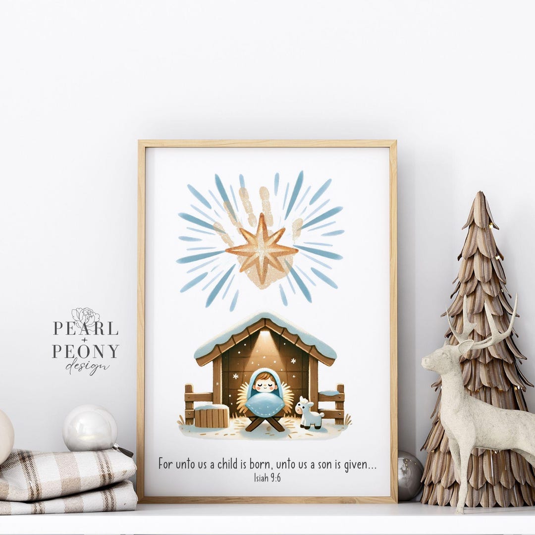 PRINTABLE Christian Christmas Handprint Art Craft, Holiday Bible Verse ...