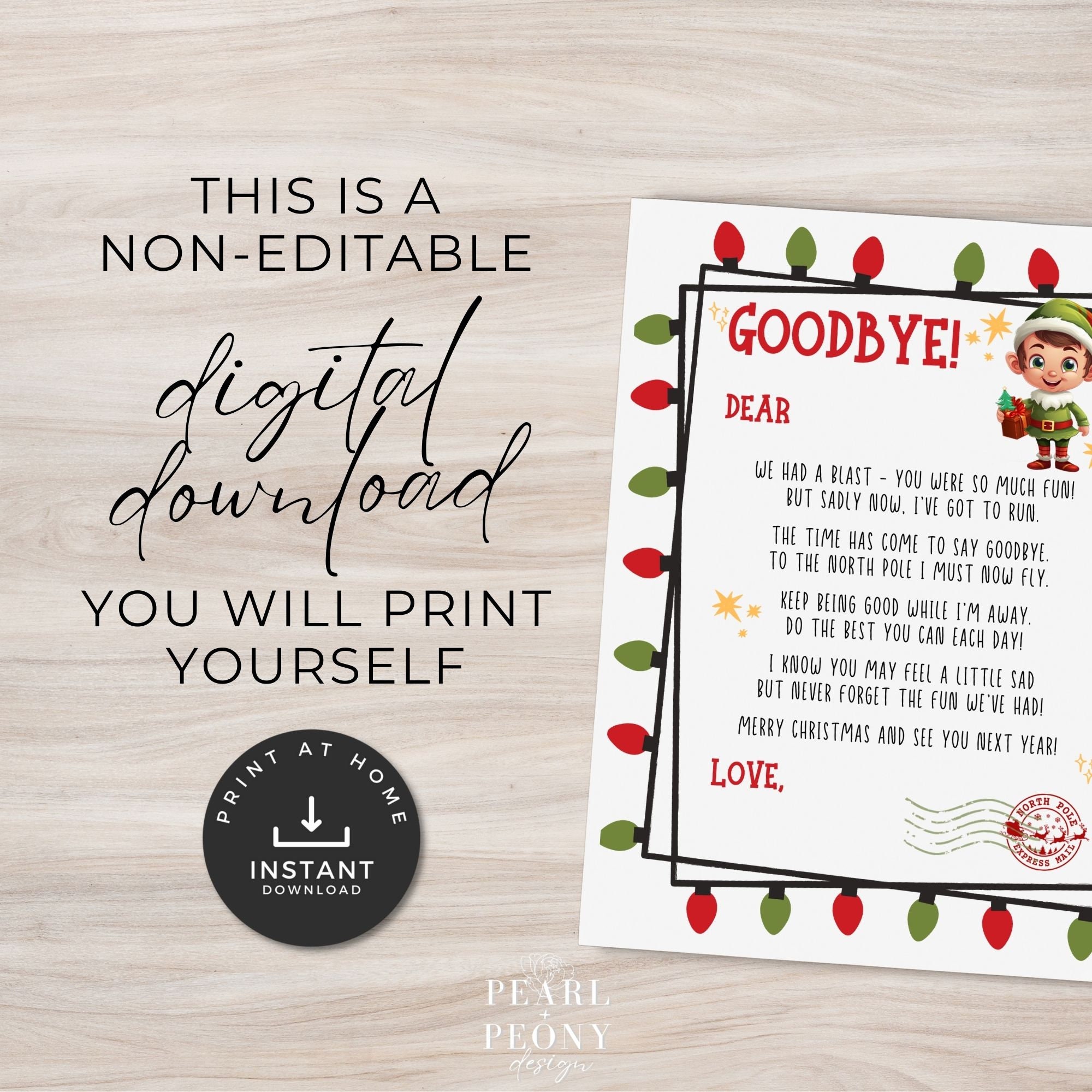 PRINTABLE Christmas Goodbye Letter, Elf Farewell Letter, Goodbye From ...