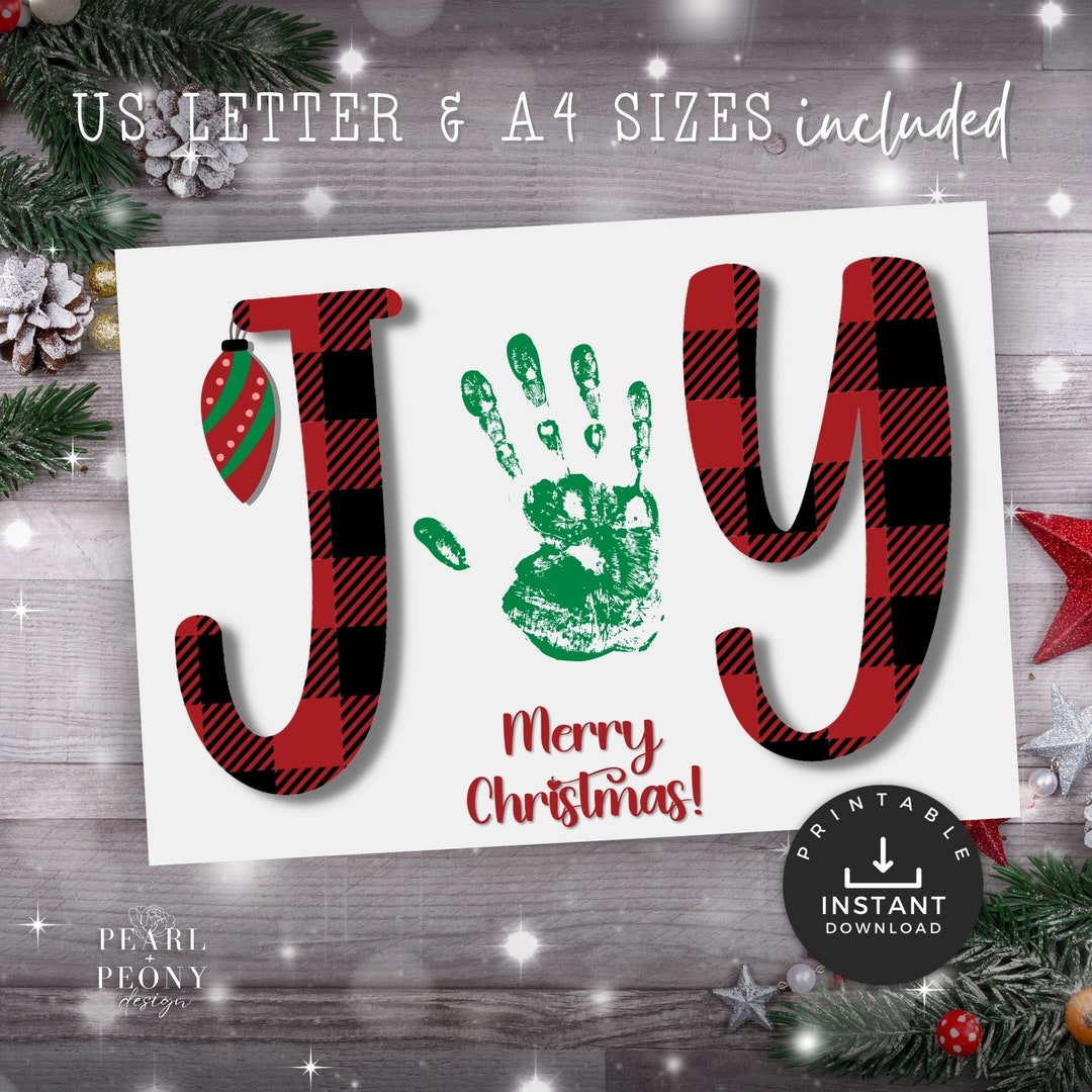 PRINTABLE Joy Handprint Christmas Art, Kids Keepsake Art, Preschool ...