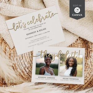 EDITABLE Dual Graduation Party Invitation TEMPLATE, Joint Twins ...