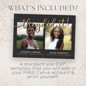 EDITABLE Dual Graduation Party Invitation TEMPLATE, Joint Twins ...