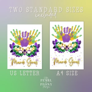 PRINTABLE Mardi Gras Handprint Art Craft for Kids, Mardi Gras Mask ...