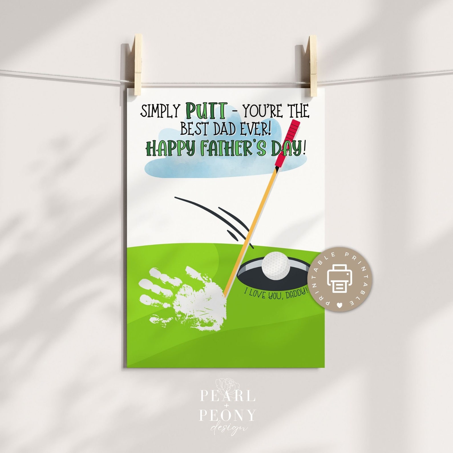 PRINTABLE Happy Fathers Day Golf Handprint Art Craft, Gift From Kids ...
